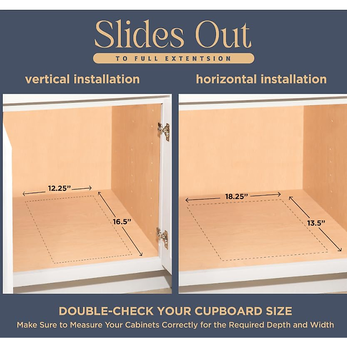 Hold N’ Storage Pull Out Trash Can Under Cabinet,2 Way Pull Out –Heavy Duty Metal, with 5 Year Limited Warranty- Garbage Trash can (Not Included) - Install Length or Widthwise, Chrome Finish