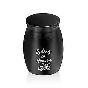 Riding in Heaven Small Keepsake Urns for Human Ashes Motorcycle Cremation Urns for Ashes Little urn Memorial Ashes Holder (Black)
