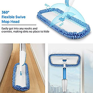 MANGOTIME Microfiber Spray Mop for Floor Cleaning - Hardwood Floor Mop Dry Wet Mop for Hardwood Wood Laminate Tile Vinyl Kitchen Dust Mop with 3 Reusable Washable Mop Pads 410ml Refillable Bottle