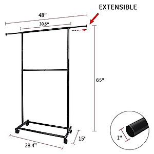 Horizontal and Vertical Black Double Rod Garment Rack