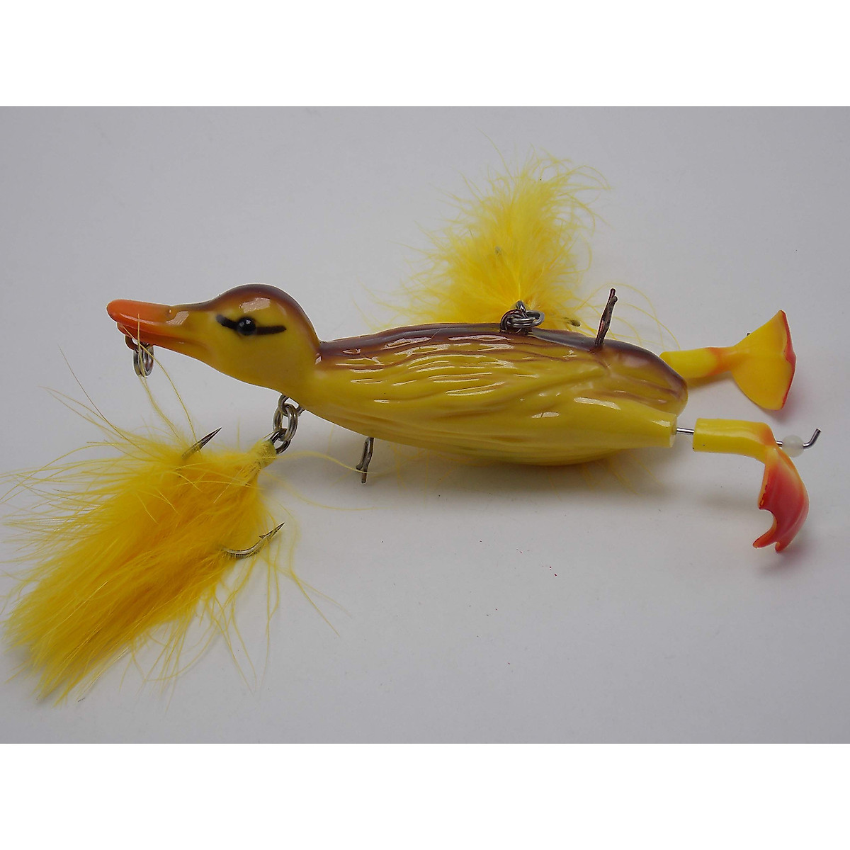 CATCHSIF Topwater Orange Duck Hard Fishing Lures with Rotating Flippers 1PK_AB