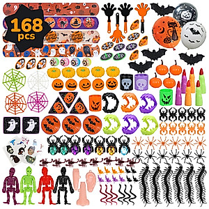 TOY Life Halloween Party Favors 168 Pcs Kids Party Favor Halloween Treats Toys in Bulk Goodie Bags Stuffers Return Gifts for Kids Birthday Party Favor Halloween Trick or Treat Classroom Party Supplies