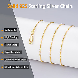 Jewlpire 18k Over Gold Chain Necklace for Women, 1.1mm Cable Chain Gold Chain for Women Shiny & Sturdy Women's Chain Necklaces, 14 Inches