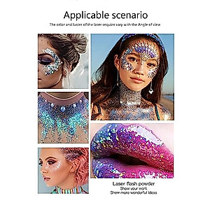 2 Colors Body Glitter Gel, Face Glitter Body Gel Sequins Shimmer Liquid Eyeshadow, Holographic Glitter Gel Festival Glitter Makeup.(03#Pink+06White)
