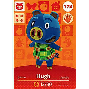 Nintendo Animal Crossing Happy Home Designer Amiibo Card Hugh 178/200 USA Version