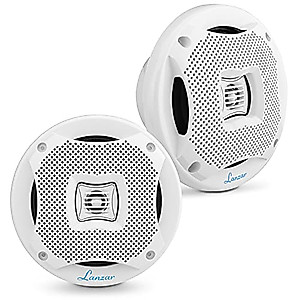 LANZAR 6.5” Dual Waterproof Marine Speakers - 400W 4Ohm Outdoor Car/Boat Radio Stereo Speakers Grill AQ6CXW & Pyle Bluetooth Marine Receiver Stereo - PLRMR23BTW (White)
