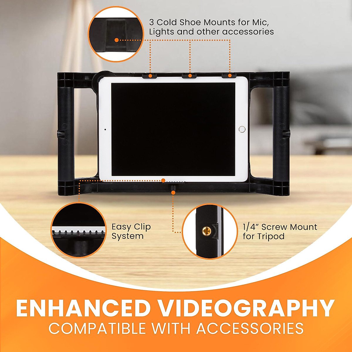 iOgrapher iPad Case with Handles for Tripod Compatible w/iPad 9.7 - iPad Camera Mount for iPad Air 1 & 2, iPad Pro 5th & 6th Gen - iPad Video Rig for Photography & Filmmaking - Includes 3 Cold Shoes