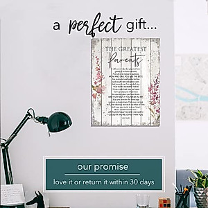 DEXSA Greatest Parents Wood Plaque - Made in the USA - 11.75 in x 15 in - Classy Vertical Frame Wall Hanging Decoration | Mom & Dad, you are the Best | Christian Family Religious Home Decor Saying