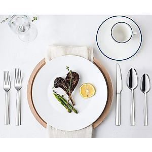 30-Piece Silverware Set, E-far Stainless Steel Flatware Set Service for 6, Modern Tableware Cutlery Set for Home and Restaurant, Square Edge & Mirror Finish, Dishwasher Safe