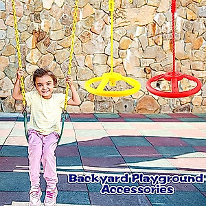 Rcanedny 4 Pack Ninja Wheel Swing Spinning Steering Wheel Swings Playset Accessories for Kids Adult Outdoor Playground Swingset Backyard Gym Obstacle Course