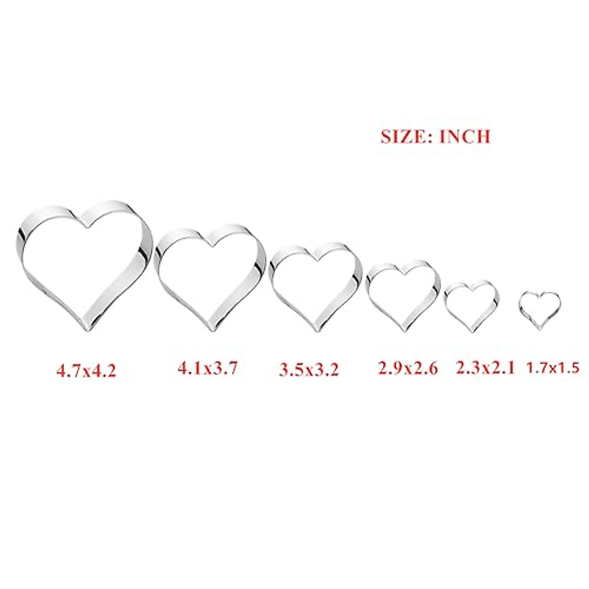 Heart Cookie Cutter Set-6 Pieces in Gratuated Size-Stainless Steel