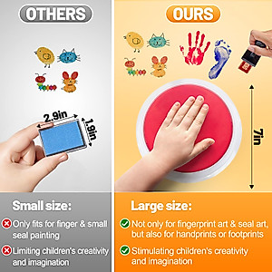 Biggun 7" Large Round Craft Ink Pads- 8 Colors Rainbow DIY Fingerprint Ink Pad Stamps Partner Washable Color Painting Card Making Stamp Pad for Kids Rubber Stamp Crafting Paper Wood Fabric Scrapbook