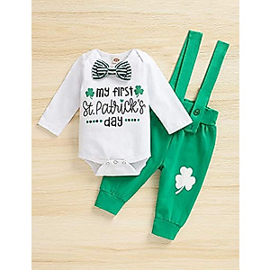 oklady My First St Patricks Day Baby Boy Outfit Gentleman Romper with Suspender Pants 1st st Patricks Outfits Sets