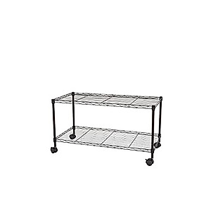 XYZTech Rolling 2-Tier Storage Shelf on Wheels Classic Wire Standing Shelving Units Utility Organizer Wire Rack with Lockable Casters for Kitchen, Garage, Bathroom, Laundry Storage (Black, 2-Tier)