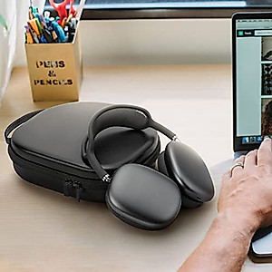 YINKE Smart Case for Apple AirPods Max with Sleep Mode,Potective Convenient Carrying Travel Hard Organizer Storage Cover Bag (Black)