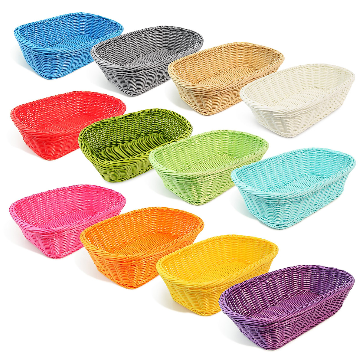 Colorbasket 31404-202 Waterproof Rectangular Utility Basket, Dishwasher Safe, Shelf Storage, Hand Woven, Set of 3, Lime Green