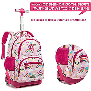 MOHCO Rolling Backpack 16 inch Kids Wheeled School Backpack Set for Boys and Girls