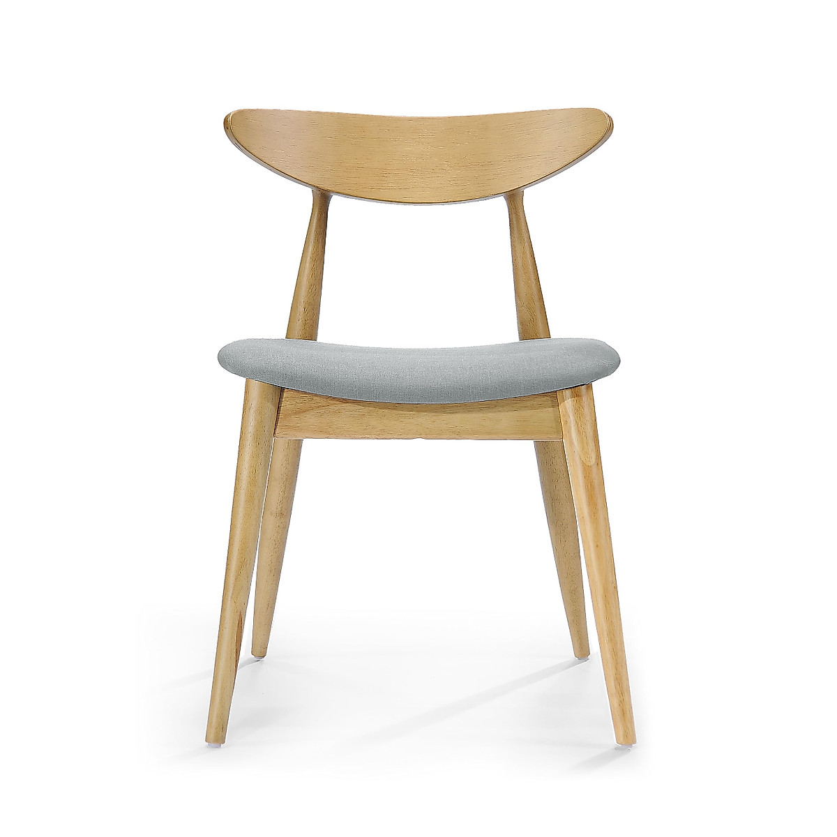 Christopher Knight Home Barron Fabric with Oak Finish Dining Chairs, 2-Pcs Set, Light Grey / Oak