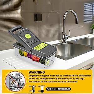 16 in 1 Mandoline Vegetable Food Chopper, Slicers and Vegetable Cutters, Multi Function Kitchen Veg Cutter for Onion Garlic Potato Salad, Veggie Chopper with Container and Draining Basket