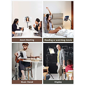 elitehood Metal iPad Tripod Stand & Adjustable 72’’ Gooseneck Tablet Floor Stand Holder, Heavy Duty Aluminum iPad Floor Stand for iPad Pro 12.9 11, Mini, Air, iPhone and 4.7-12.9" Tablets Cell Phones