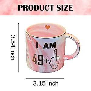 50th Birthday Gifts for Women, Funny Turning 50 Birthday Gift Ideas for Women, Wife, Mom, Daughter, Sister, Her, Aunt, Best Friends, Coworkers - Pink Marble Mug, 13.5oz Coffee Cup