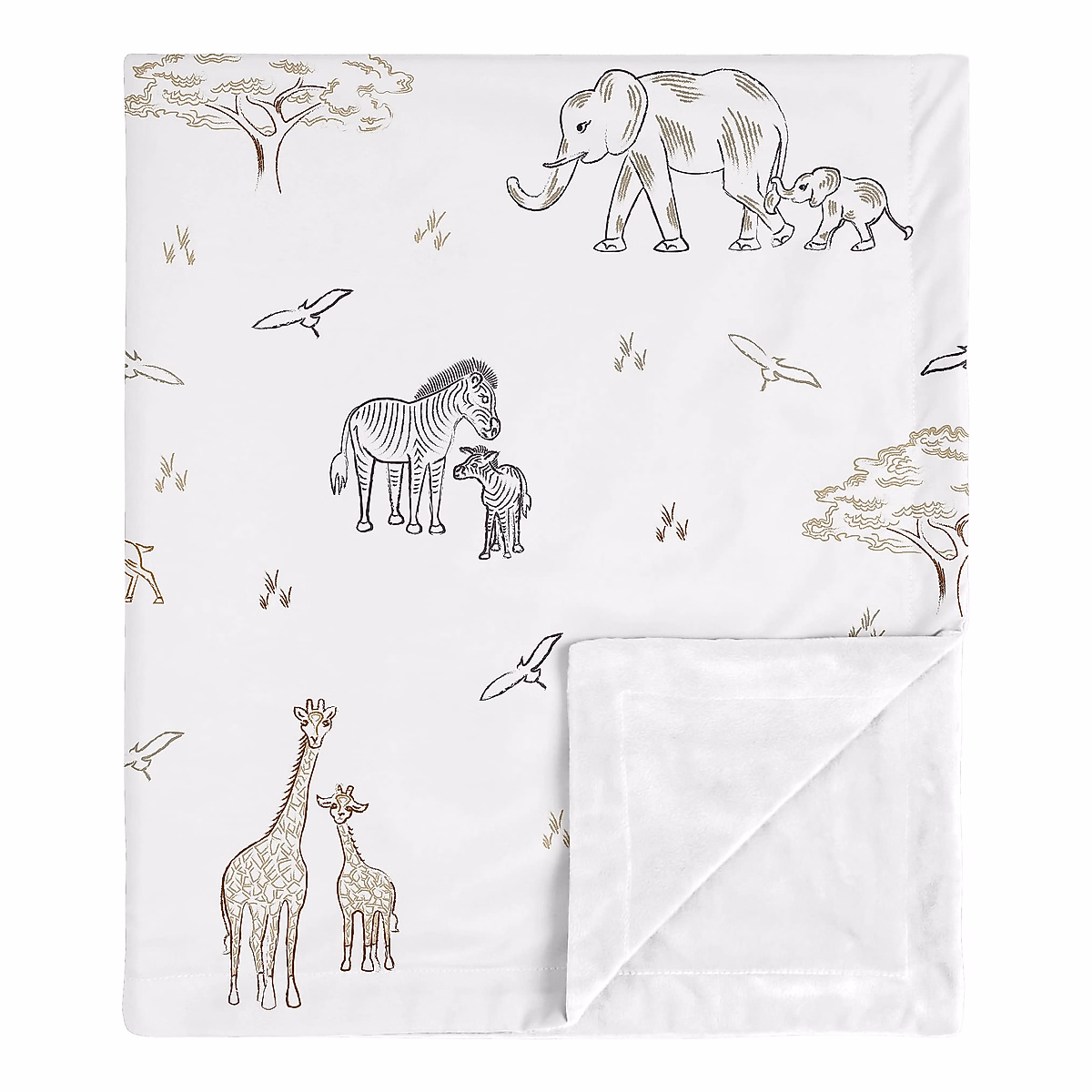Sweet Jojo Designs Jungle Safari Animals Boy Girl Blanket Receiving Security Swaddle Newborn Toddler Nursery Car Seat Stroller Taupe Black White Gender Neutral Elephant Wildlife Adventure Serengeti