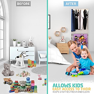 Stuffed Animal Storage Pocket for Closet and Chair Caddy Organizer for Stuffier, Baby Ideas Holder, Toy Plush Storage/Hammock Hanging Storage Net Big Girls Toddler Large Bag Animals Purple