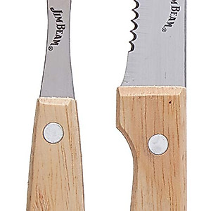 Jim Beam Set of 8 Ideal, Chicken, Pork and More-Steak Knives and Forks Made of Stainless Steel Blade and Contoure, Medium, Light Brown, JB0208
