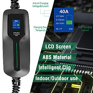 LEFANEV 40Amp EV Charger Level 2,25ft NEMA 14-50 9.6KW Portable Electric Vehicle Charging Station for Electric and Hybrid Vehicles