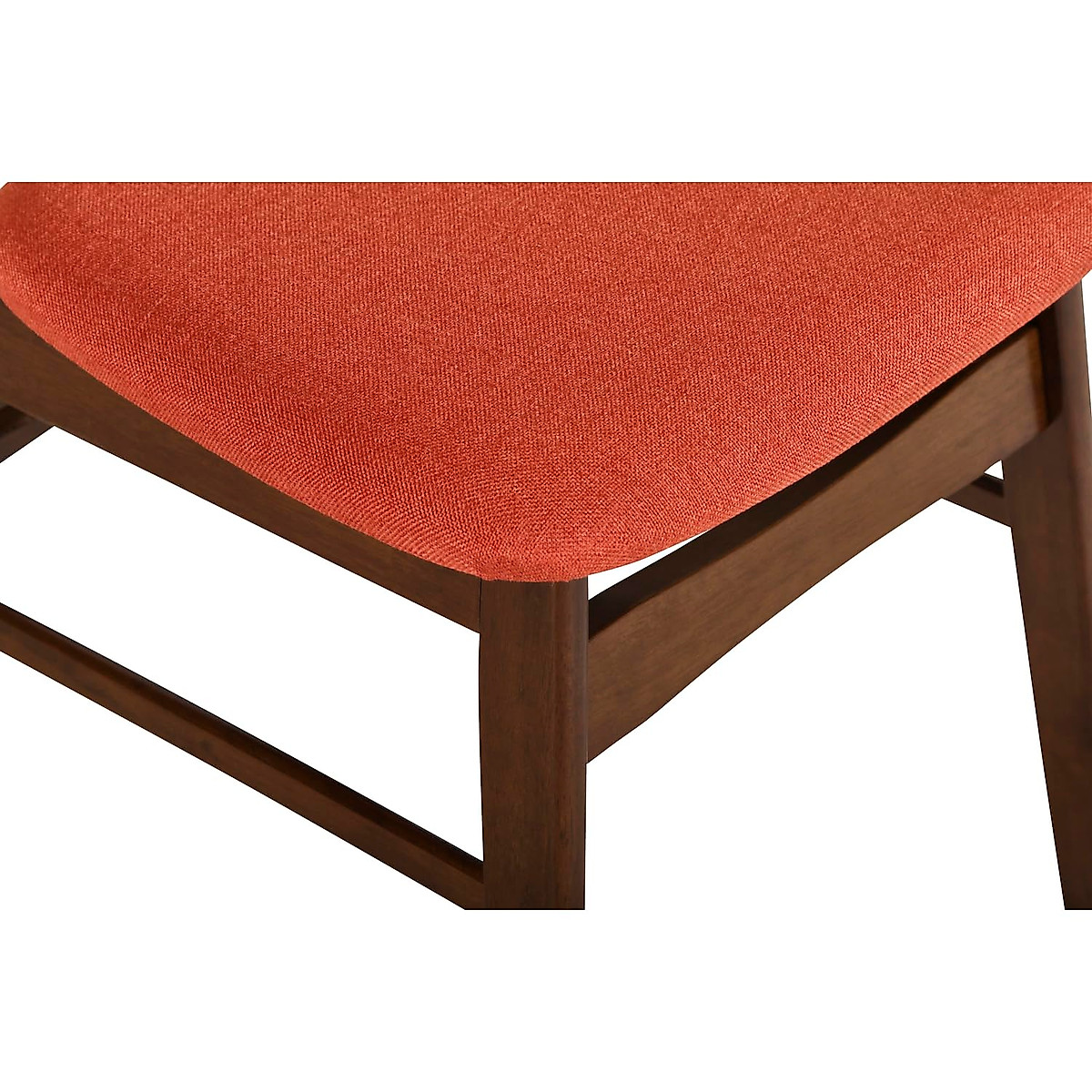 New Classic Furniture Morocco Mid-Century Modern Dining Chair (Set of 2), Orange Cushions, Walnut Brown Finish