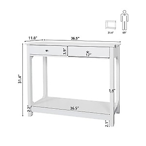 TaoHFE Console Table, 39.4"x11.8"x31.5"(LxWxH), White