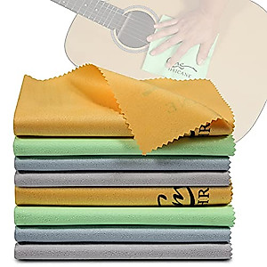 Hricane Guitar Cloths Ultrafine fiber suede (8-Pack 12"x12") Plush Polishing Cloths for Musical Instruments Premium Polishing & Cleaning Cloths for Guitar Violin Piano Clarinet Trumpet Sax Universal