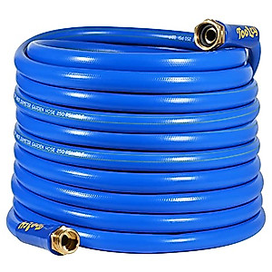 TOOLCY Garden Hose 50 ft, Durable 5/8 inch Garden Hose, Water Hose with 3/4 inch Solid Brass Male & Female Fitting, All-weather, Burst 300 PSI, Blue