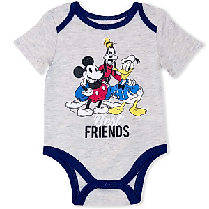 Disney Mickey Mouse, Lion King, and Winnie the Pooh Baby Boys 5 Pack Bodysuits for Newborn and Infants