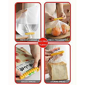 Magnetic Fries Chip Clips Set,12 Pack Durable Plastic Food Clip & Cute Refrigerator Magnets Curved Sealing Design French Fries Bag Clips for Food Fresh Storage, Kitchen Accessories & Home Decor