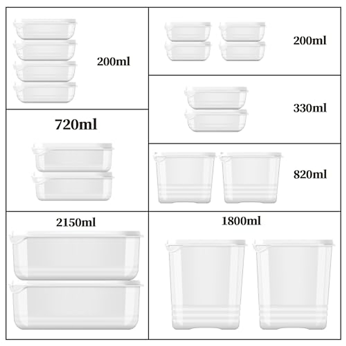 NXCJINYU Food Storage Containers, 36-Piece,Plastic Deli Containers with Lids, Slime, Soup, Meal Prep Containers 、Stackable 、Leakproof 、Microwave、Dishwasher、Freezer Safe- Reusable,for Kitchen Storage