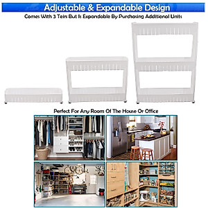 Slim Rolling Storage Cart - Narrow Slide Out Shelving Utility Cart - Mobile Storage for Laundry, Bathroom, Kitchen & Between Washer and Dryer.