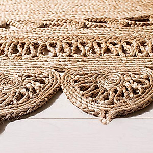 SAFAVIEH Natural Fiber Round Collection 4' x 6' Oval Natural NFB251A Handmade Boho Country Charm Jute Area Rug