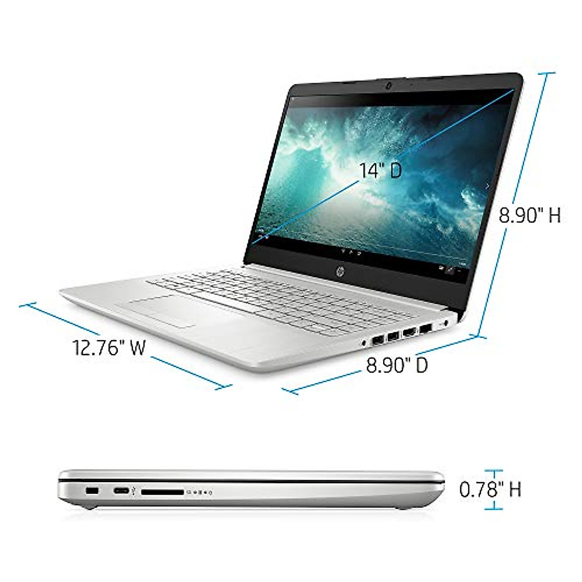 HP 14" HD Laptop Computer, AMD Ryzen 3 3250U up to 3.5GHz (Beat i5-7200U), 128GB SSD, 8GB DDR4 RAM, WiFi, Bluetooth, HDMI, Webcam, Windows 10 S, Online Class Ready