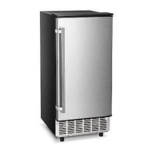 Antarctic Star Ice Maker 115V 60Hz Ice Scoop Handle Water Inlet Pipe Draining Pipe Quick Connector 40 Square Ice Cubes in 20 Minutes 80lbs in 24H 24-Hour Timer Self-Cleaning, Silver