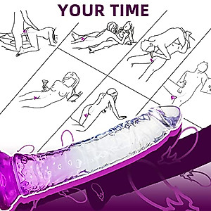 Realistic Dildo Clear Silicone 8.66" Purple Dildo with Strong Suction Cup for Women Hand Free Play Flexible Soft Penis Dong, Adult Sex G-spot Dildos Toys for Vaginal and Anal Stimulation