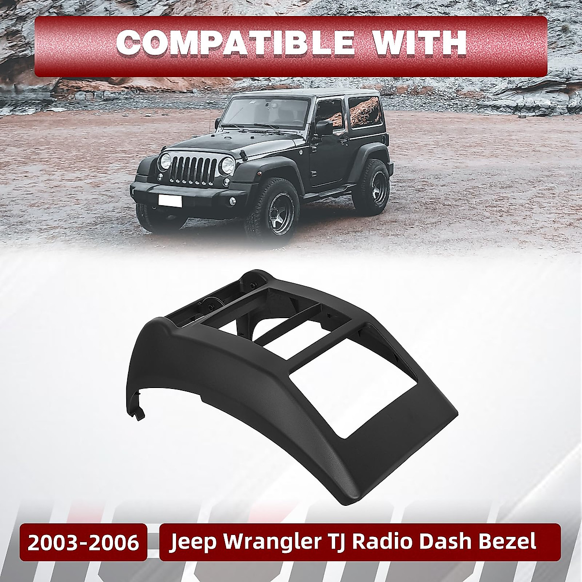 HECASA Double Din Dash Kit W/Wiring Harness Compatible with 2003-2006 Jeep Wrangler TJ Radio Dash Bezel