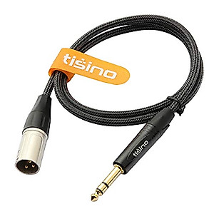 tisino 1/4" to XLR Cable, 6.35mm TRS to XLR Male Nylon Braid Quarter inch TRS to XLR Male Balanced Interconnect Microphone Cord Patch Cable - 3.3ft