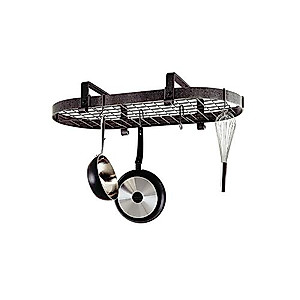 Enclume Premier Low-Ceiling Oval Pot Rack, Hammered Steel