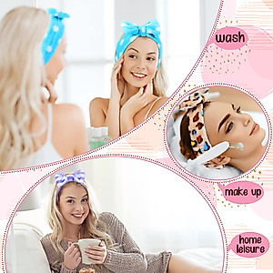 Jexine 24 Pieces Facial Makeup Headbands Spa Headband Bulk Bow Hair Head Band Fluffy Plush Headband with Gift Bags for Women Girls