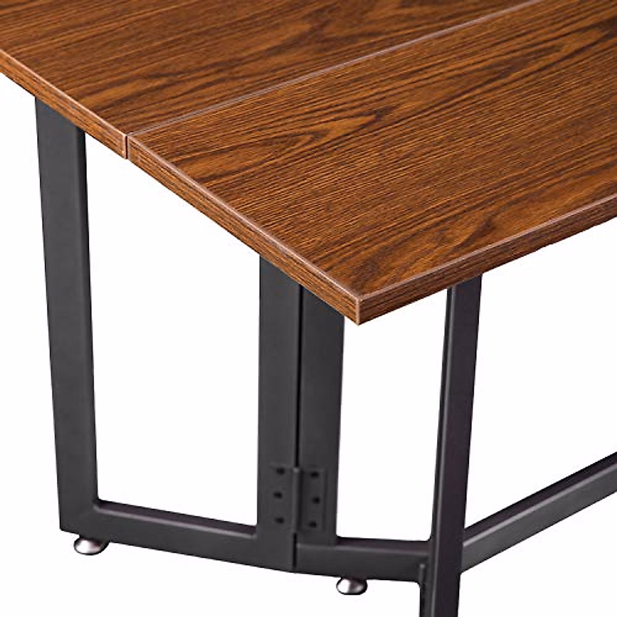 SEI Furniture Driness Drop Leaf Console to Dining Convertible Table, Dark Tobacco, Gunmetal Gray