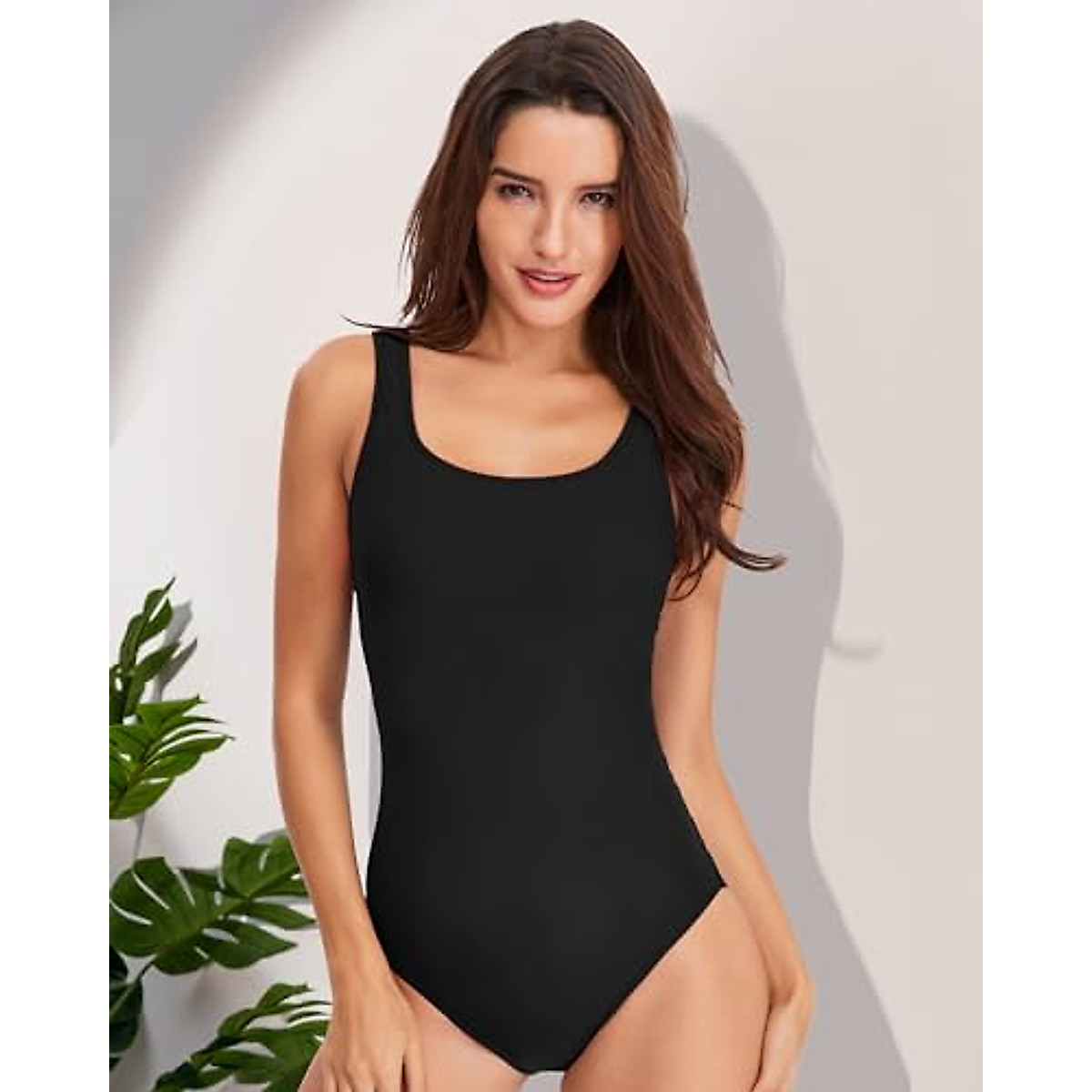 CORTUBO One Piece Swimsuits for Women Athletic Training Swimsuits Swimwear Slimming Bathing Suits for Women Black S