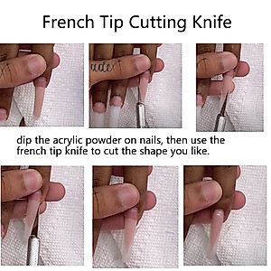 French Cutter for Nails, Lokyango 3pcs French Tip Cutter Edge Trimmer Easy Smile Line Acrylic V Cut Nail with 2pcs Brush, 1pcs Cutting Knife, 5 Spare Blades 7 Piece Set (A)