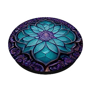 Teal Purple Mandala Pattern PopSockets Standard PopGrip
