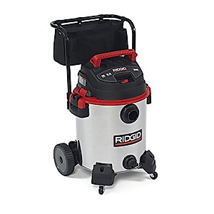 RIDGID 50353 1610RV Stainless Steel Wet Dry Vacuum, 16-Gallon Shop Vacuum with Cart, 6.5 Peak HP Motor, Large Wheels, Pro Hose, Drain, Blower Port